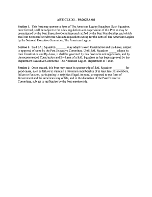 Fillable Online saltexas ARTICLE XI PROGRAMS Section 1 Section 2 ...