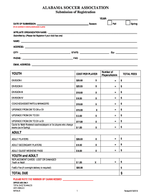 Fillable Online alsoccer ALABAMA SOCCER ASSOCIATION Submission of ...