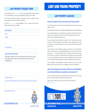 Fillable Online LOST AND FOUND PROPERTY LOST PROPERTY ENQUIRY FORM LOST ...
