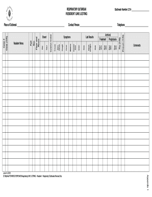 Fillable Online Appendix 1Respiratory Outbreak Resident Line Listing ...