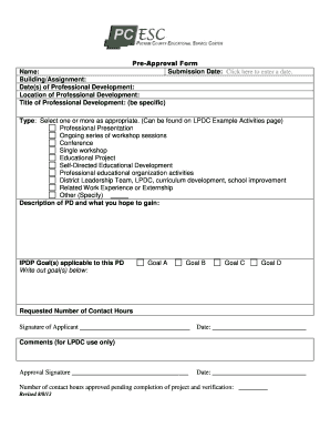 Fillable Online Pre-Approval Form Name Submission Date Click here to ...