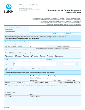 Fillable Online Victorian WorkCover Employer Transfer Form Fax Email ...