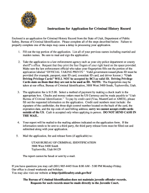 Fillable Online Instructions for Application for Criminal History ...