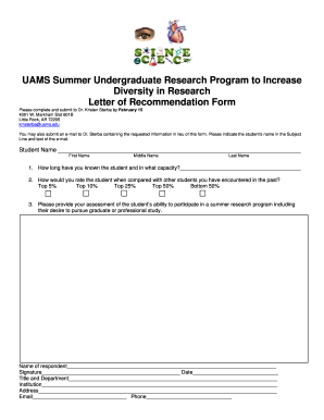 Fillable Online gradschool uams UAMS Summer Undergraduate Research ...