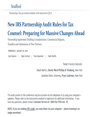 Fillable Online New IRS Partnership Audit Rules for Tax Fax Email Print ...