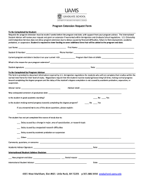 Fillable Online gradschool uams Program Extension Request Form - UAMS ...