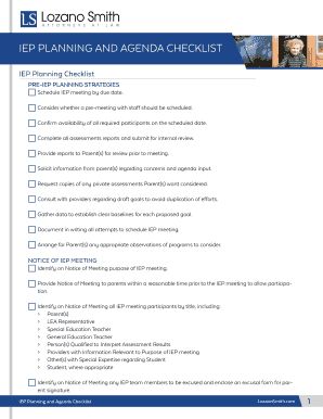 Fillable Online IEP PLANNING AND AGENDA CHECKLIST Fax Email Print ...