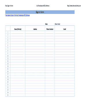 Fillable Online Sign In Form - Time Clock MTS Great Employee Time Fax ...