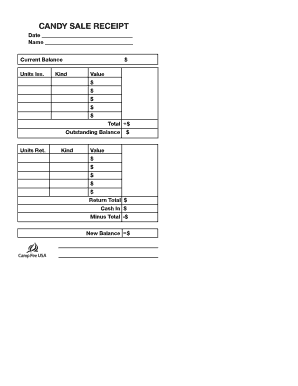 Fillable Online campfiresnoco CANDY SALE RECEIPT - campfiresnocoorg Fax ...