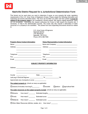Fillable Online lrn usace army Request for a Jurisdictional ...