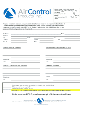 Fillable Online Orders are on HOLD pending receipt of this completed ...