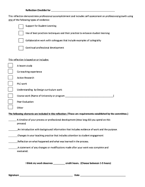 Fillable Online Reflection Checklist for Fax Email Print - pdfFiller