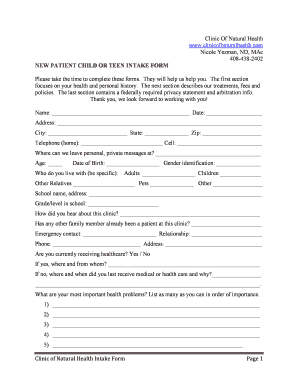 Fillable Online Child-New-Patient-Intake-Form-Updatedpdf Fax Email ...