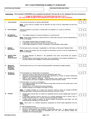 Fillable Online Key Loan Eligibility Checklist - STM Partners Fax Email ...