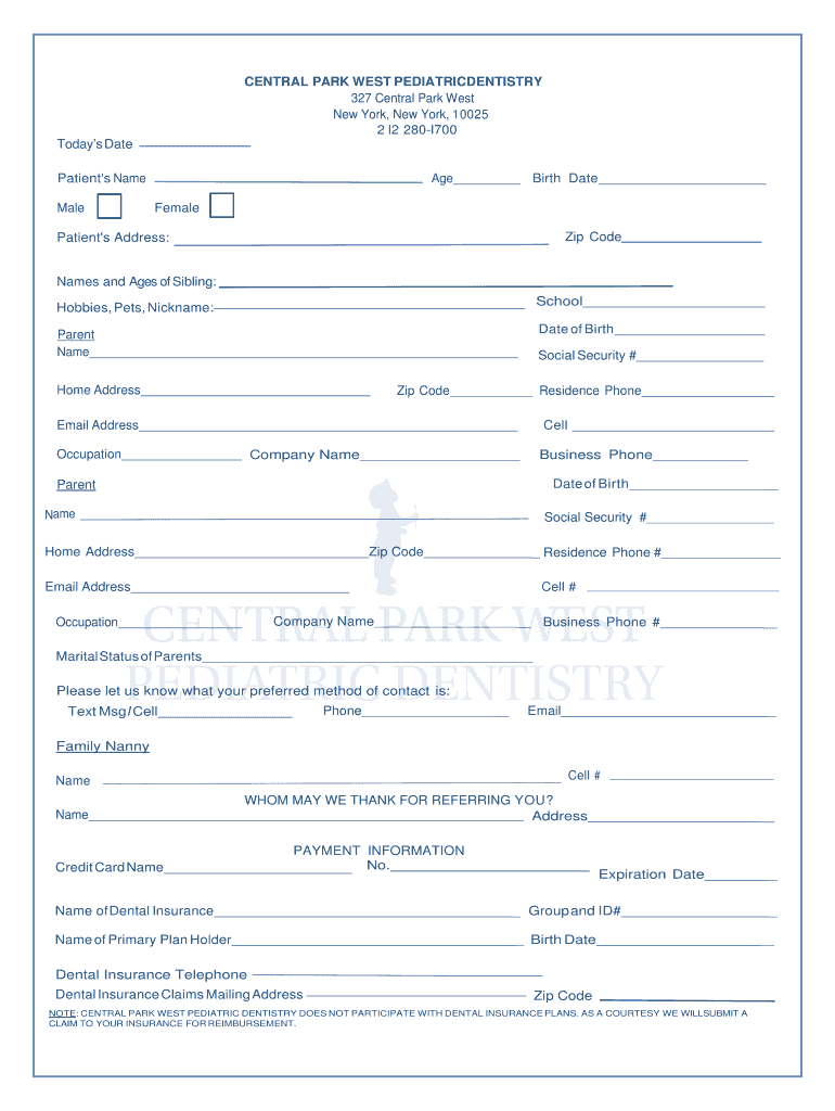 Fillable Online Child-Patient-Medical-Formpdf Fax Email Print - pdfFiller