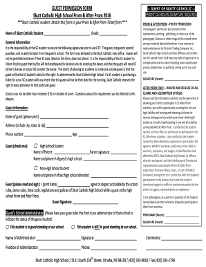 Fillable Online GUEST PERMISSION FORM Skutt Catholic High School Prom ...