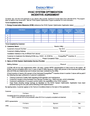 Fillable Online HVAC System Optimization Incentive Agreement W9 Form Fax Email Print - pdfFiller