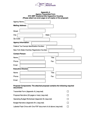 Fillable Online omh ny Appendix A Agency Transmittal Form - omhnygov ...