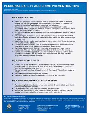 Fillable Online Crime prevention and personal safety fact sheets ...