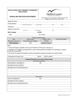 Fillable Online Application Form for Property Boundary Line Levels Fax Email Print - pdfFiller