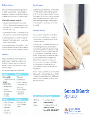 Fillable Online appsearch bdm nsw gov Section 50 Search Fax Email Print ...
