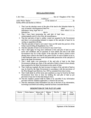 Fillable Online DECLARATION FORM - Darjeeling Fax Email Print - pdfFiller