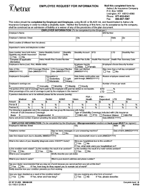 Fillable Online lambt Aetna Disability Form - lambtorg Fax Email Print ...