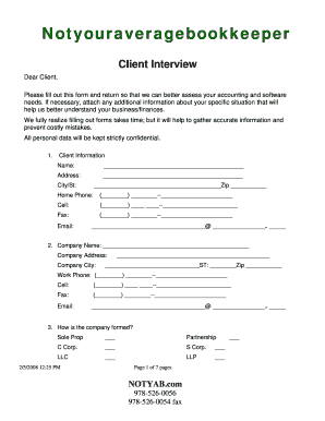 Fillable Online Client Interview template Feb72008doc Fax Email Print ...