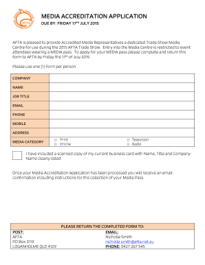 Media Accreditation Application Form - Fill Online, Printable, Fillable ...