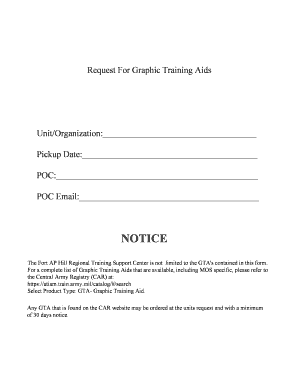 Fillable Online aphill army Graphic Training Aids GTA039s Request Form ...