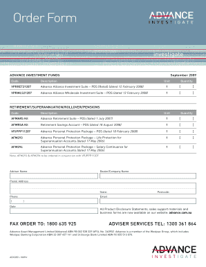 Fillable Online Order Form - Advance Fax Email Print - pdfFiller