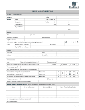 Fillable Online MOTOR ACCIDENT CLAIM FORM - Sasfin Fax Email Print ...