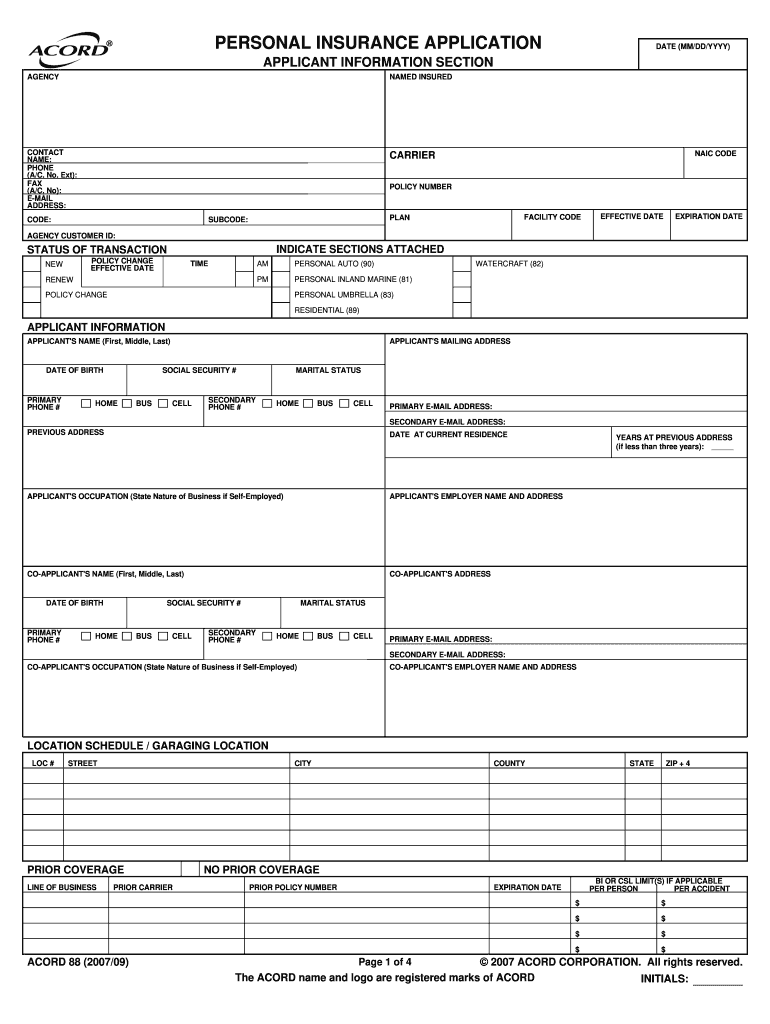 Fillable Online PERSONAL AUTO (90) Fax Email Print - pdfFiller