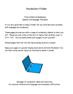 Fillable Online Vocabulary Folder - Widgit Software Fax Email Print ...