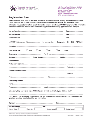 Fillable Online Registration form - ANMF SA Fax Email Print - pdfFiller