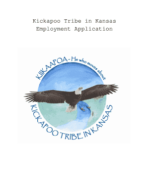 Fillable Online Kickapoo Tribe in Kansas Employment Application Fax ...