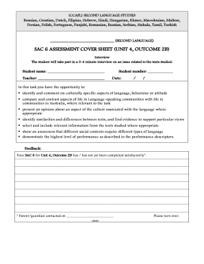 Fillable Online SAC 6 ASSESSMENT COVER SHEET UNIT 4 OUTCOME 2B - VSL ...