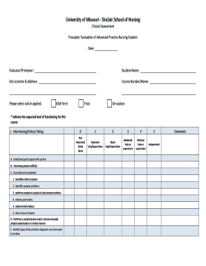 Fillable Online nursing missouri Clinical Assessment Preceptor ...