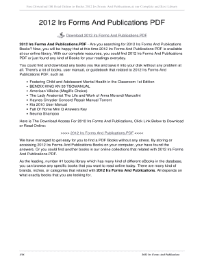 Fillable Online 2012 Irs Forms And Publications PDF - ssclnolacom Fax ...