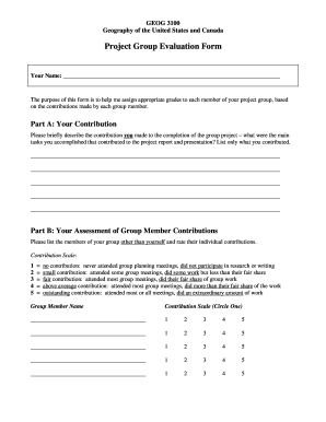 Fillable Online Project Group Evaluation Form - murrayricecom Fax Email ...