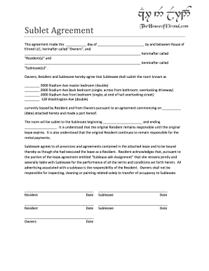 Fillable Online Sublet Agreementdocx Fax Email Print - pdfFiller
