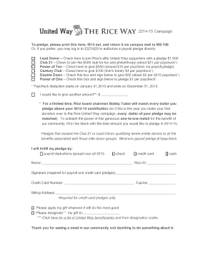 Fillable Online staff rice Web pledge form Fax Email Print - pdfFiller
