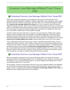Fillable Online Common Law Marriage Affidavit Form Texas Fax Email ...