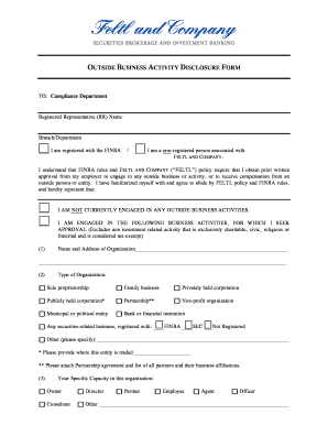 Fillable Online Outside Business Activity Draft 3-2-12 Fax Email Print ...