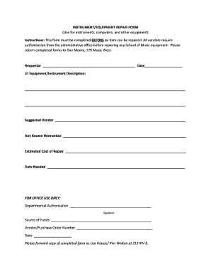Fillable Online music uiowa INSTRUMENTEQUIPMENT REPAIR FORM BEFORE UI ...