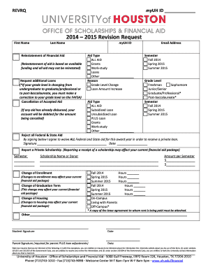 Fillable Online ssl uh REVRQ myUH ID First Name Last Name 2014 2015 ...