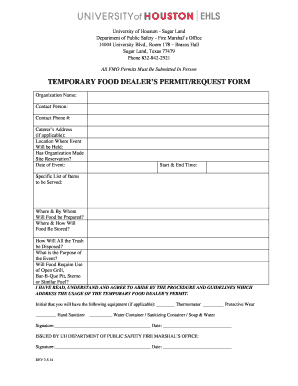 Fillable Online ssl uh TEMPORARY FOOD DEALERS PERMITREQUEST FORM Fax ...
