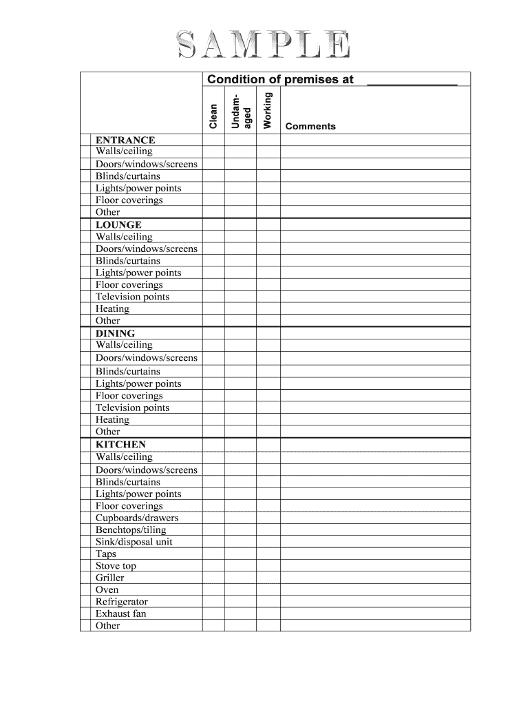 Fillable Online Off campus blank property condition report sample ...