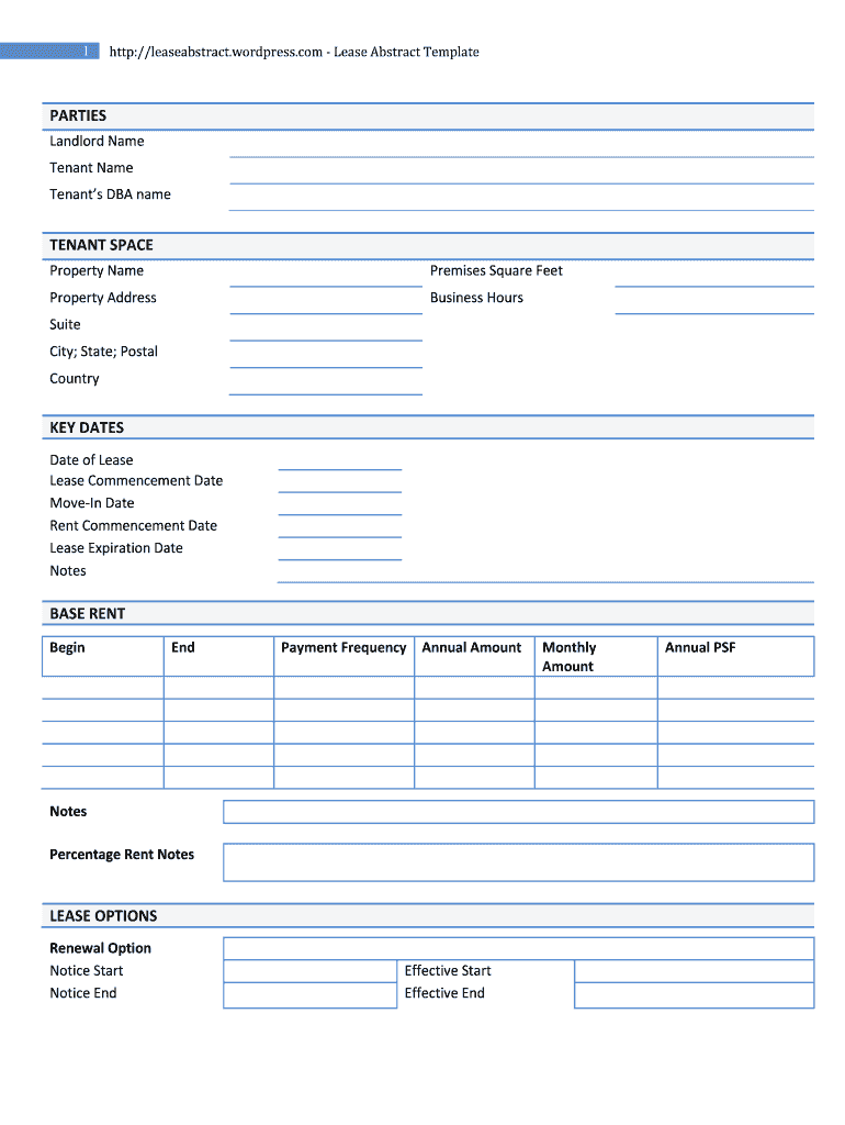 Fillable Online com - Lease Abstract Template Fax Email Print - pdfFiller