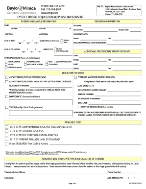 Fillable Online Cystic Fibrosis Requisition Cystic Fibrosis Requisition ...